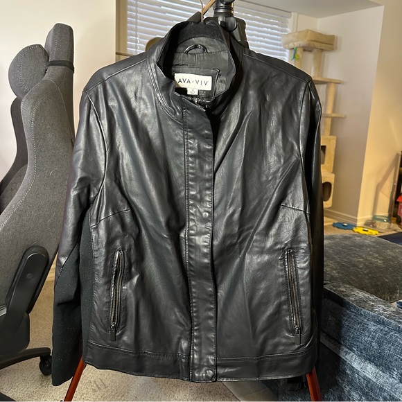 Ava & Viv | Jackets & Coats | Ava Viv Faux Leather Jacket With Ribbed ...